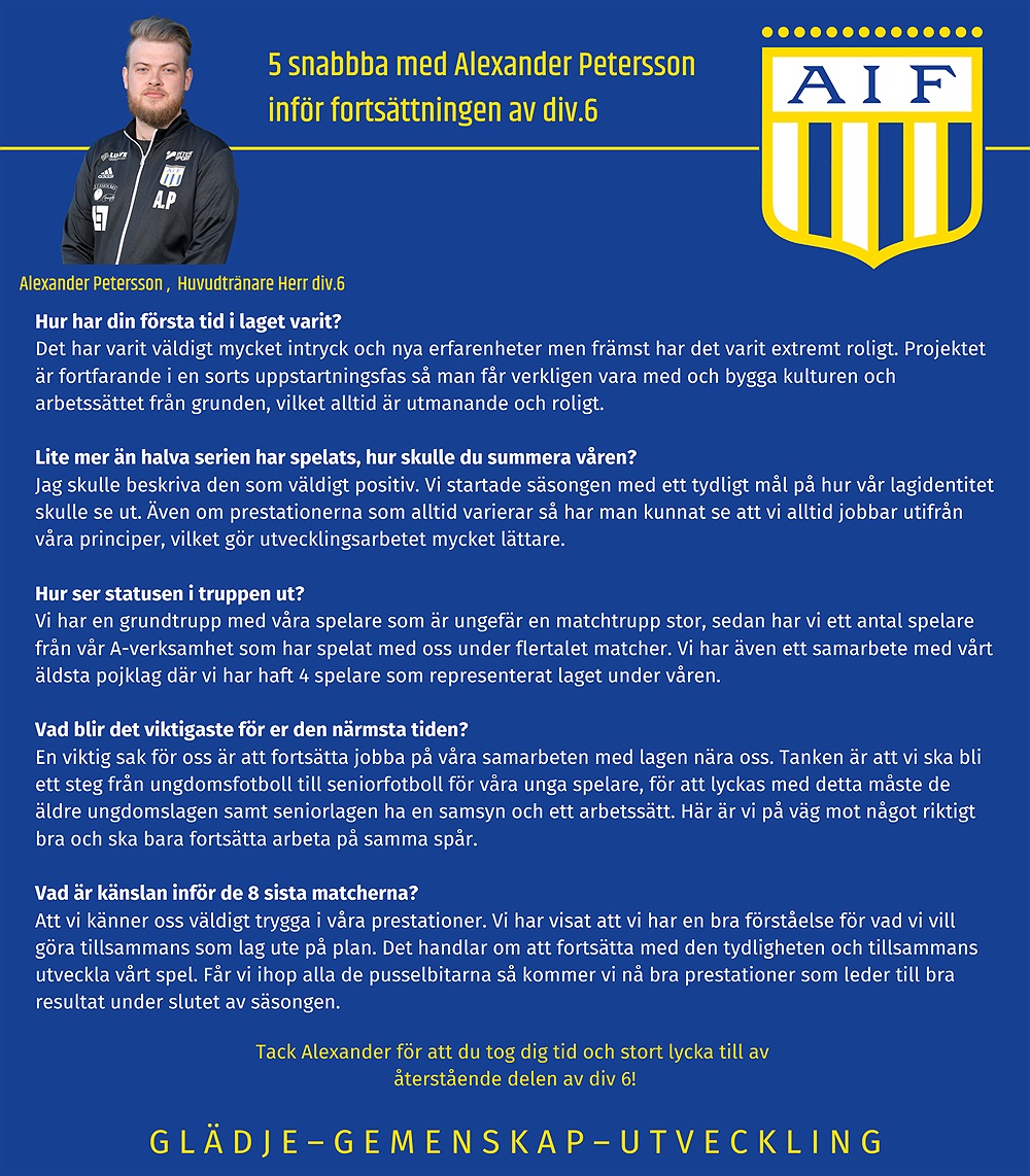 "5 snabbba" med Alexander Petersson / Asarums IF FK - Svenskalag.se